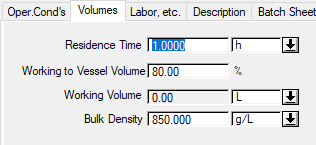 Continuous Storage (for Bulk Solids): Volumes Tab (Design Mode)